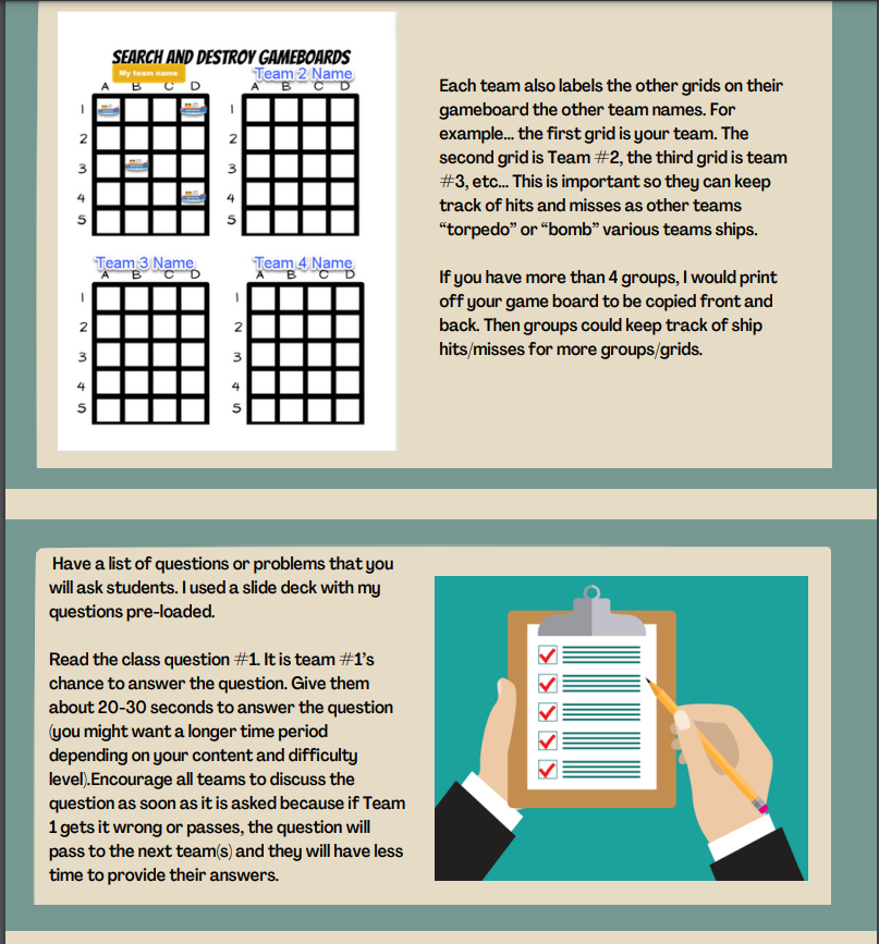 Gamification Strategy to boost engagement: Search and Destroy – Teaching and Learning in CCSD#1
